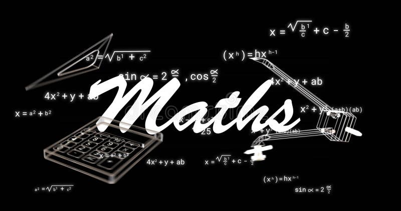 Image of Maths Text Over Icons and Mathematical Equations on Black ...