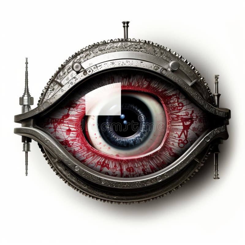 An Image of a Mechanical Eye with a Red Eye in the Middle Stock ...