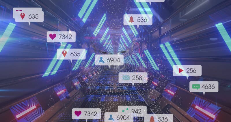 Image of Media Icons and Binary Coding Over Digital Human and Digital ...