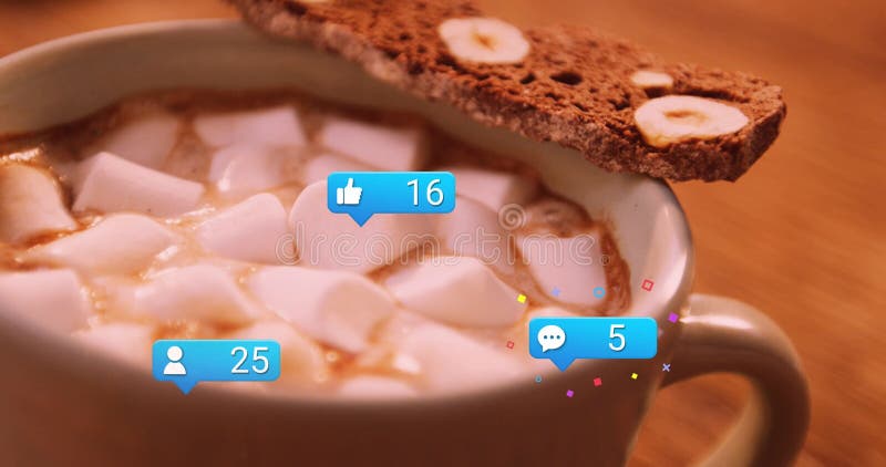 Image of Media Icons and Cocoa with Marshmallows at Christmas Stock Illustration - Illustration ...