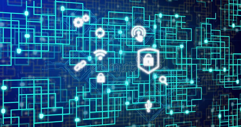 Image of Media Icons Over Network of Connections Stock Illustration ...