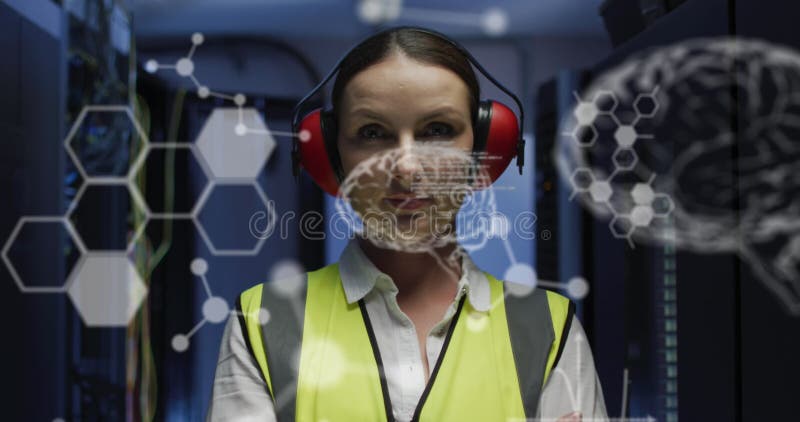 Image of Medical Data Processing Over Caucasian Female Engineer ...