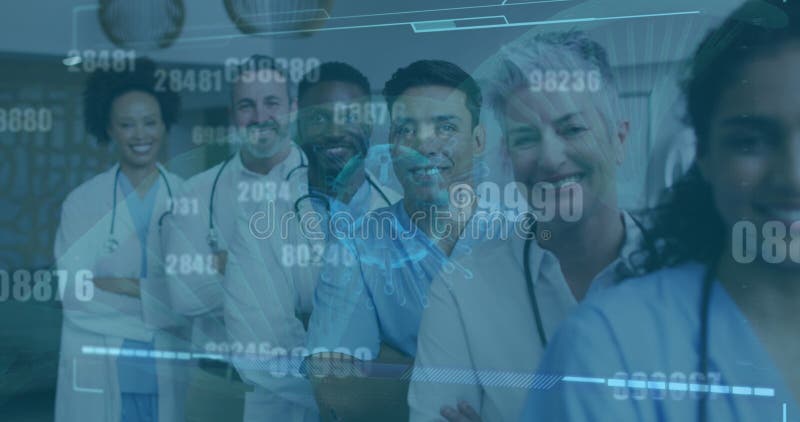 Image of Medical Data Processing Over Smiling Diverse Group of Doctors ...