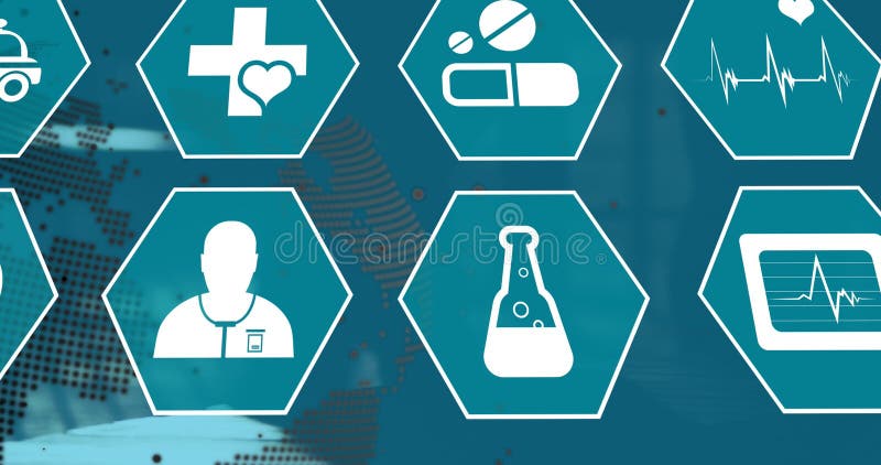 Image of Medical Icons Over Globe and Data Processing Stock ...