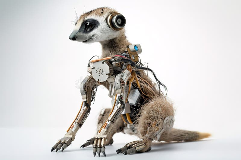 Image of a Meerkat Modified into a Electronics Robot on a White ...