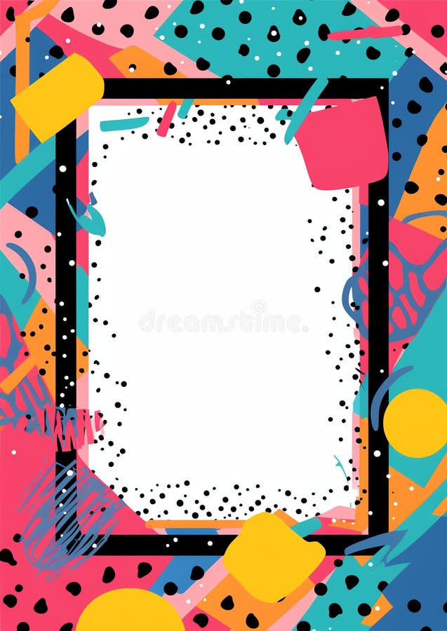 Memphis Design Inspired Frame 80s Retro Nostalgic Stock Illustration ...