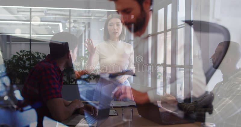 Image of Men Using Computer Over Diverse Group of Business People Stock ...