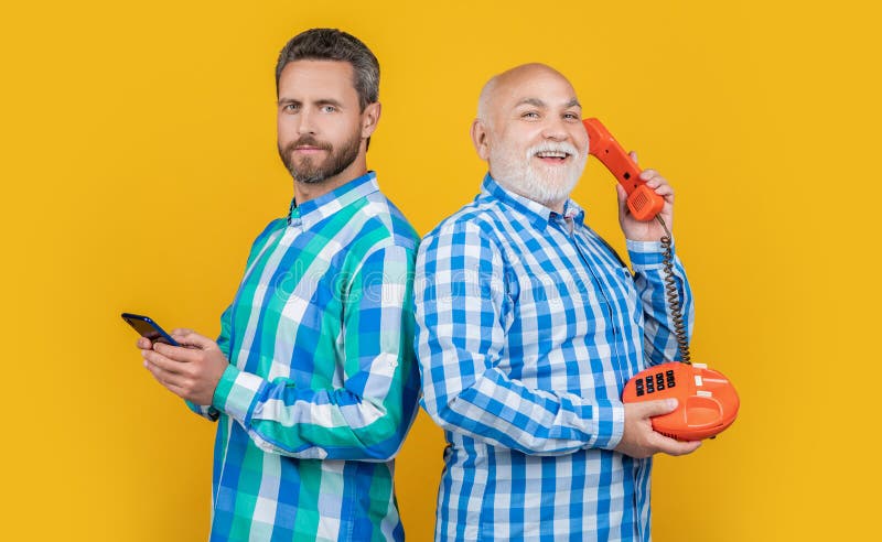 Image of Men with Vs Technology Phone and Telephone. Men with Vs ...