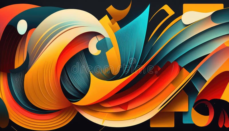 Geomtric Shapes Vibrant Color Background Pattern by Generative AI Stock Illustration ...