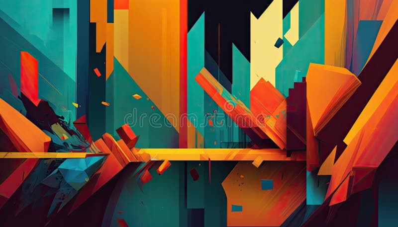 Geomtric Shapes Vibrant Color Background Pattern by Generative AI Stock ...