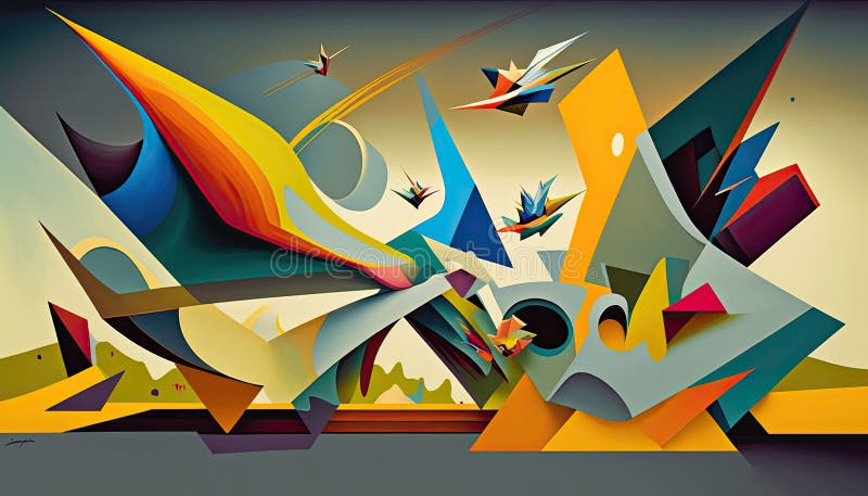 Geomtric Shapes Vibrant Color Background Pattern by Generative AI Stock ...