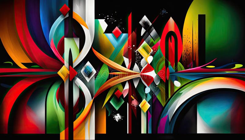 Geomtric Shapes Vibrant Color Background Pattern by Generative AI Stock ...