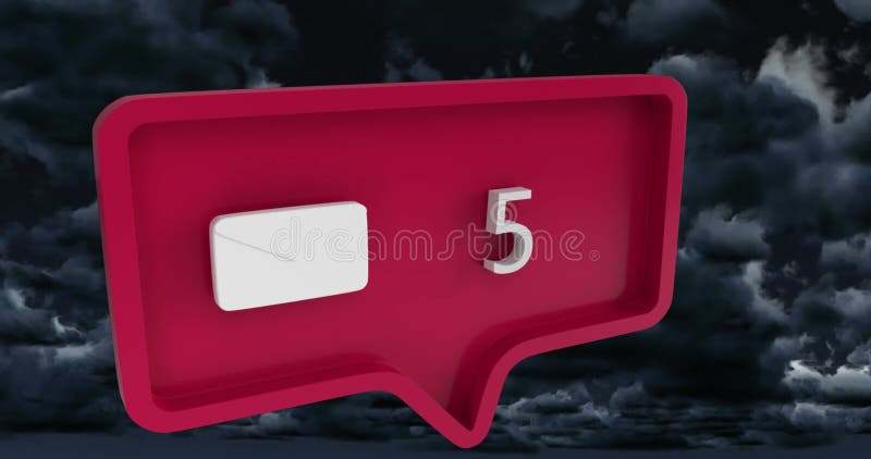 Image of Message Icon with Numbers on Speech Bubble Over Sky and Clouds ...