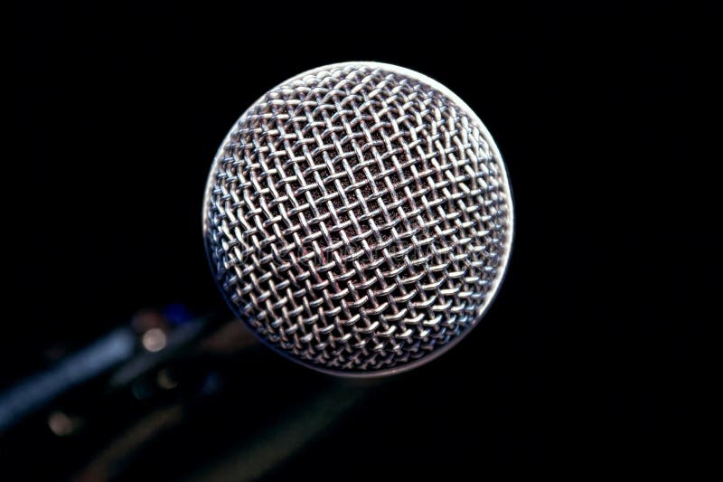 A Metal Head of a Round Microphone on a Stand Stock Image - Image of ...