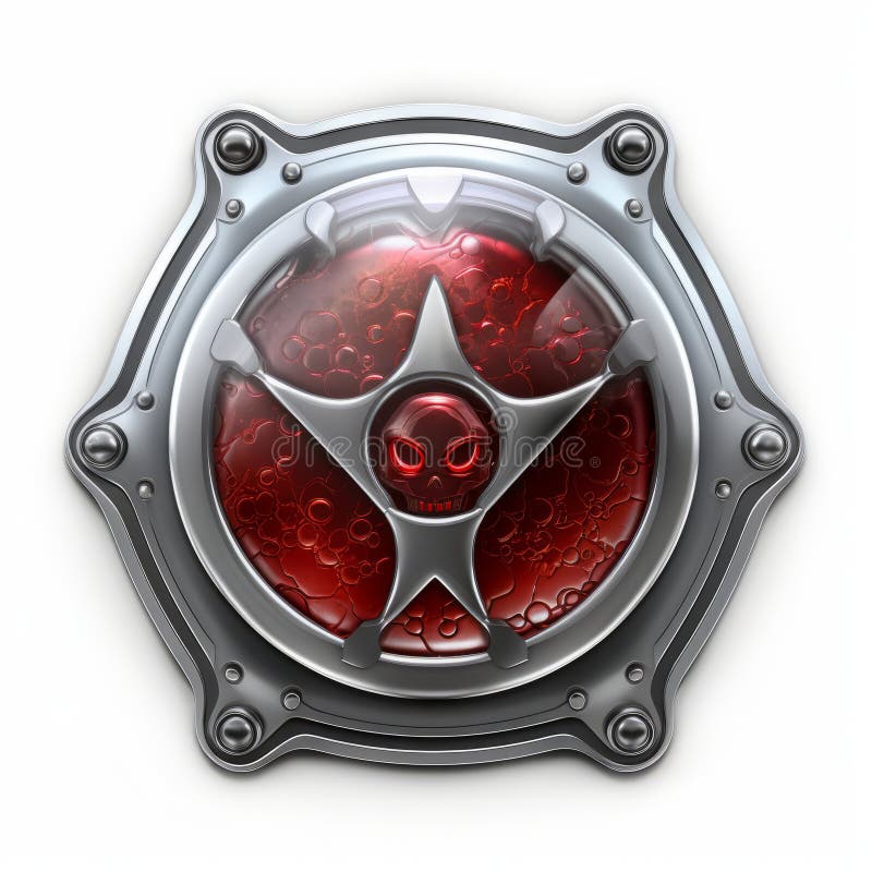 An Image of a Metal Shield with a Red Skull on it Stock Illustration ...