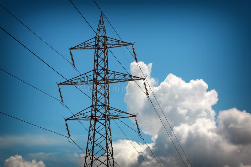 Metal tower of Power Lines stock image. Image of towers - 119373343