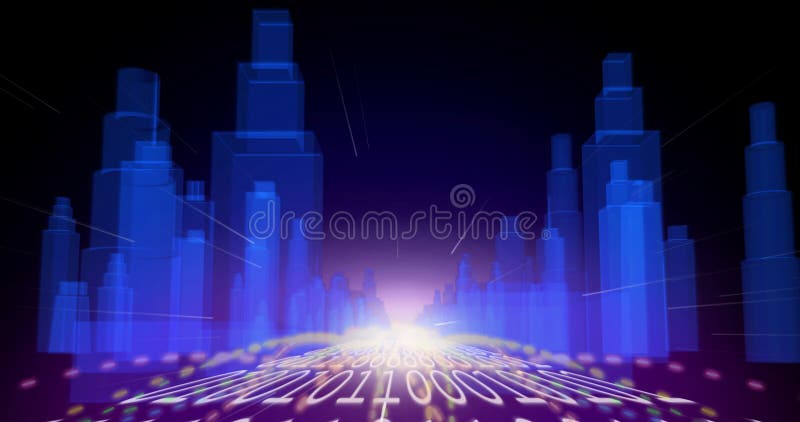 Image of Metaverse City in Virtual Reality with Binary Code and Light ...