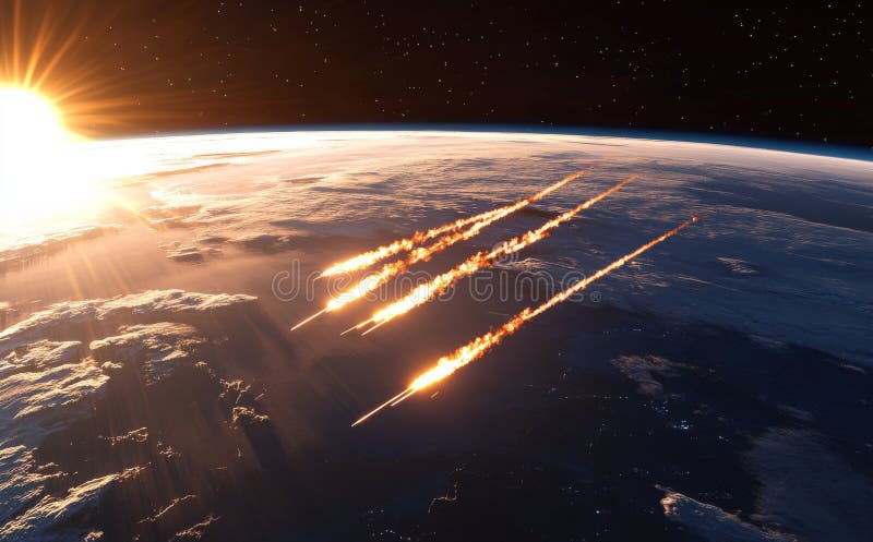 An Image of a Meteor Shower Provided by NASA. Stock Image - Image of ...
