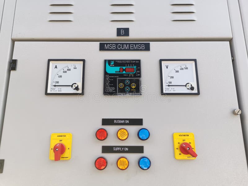 Image of Meter Indicator on the Door Low Voltage Switchboard. Selective ...