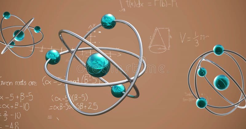 Image of Micro of Atom Models Over Mathematical Formulae on Blue ...