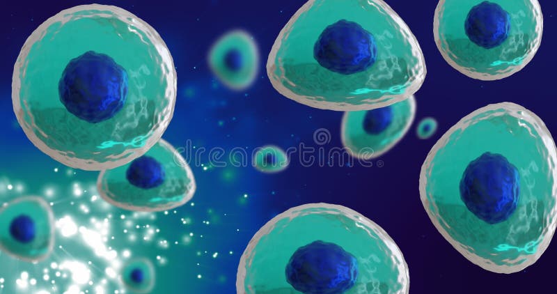 Image of Micro of Blue and Turquoise Cells on Light Spots on Blue ...