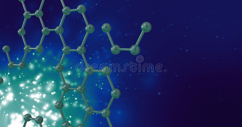 Image of Micro 3d of Molecules Over Glowing Lights on Blue Background ...