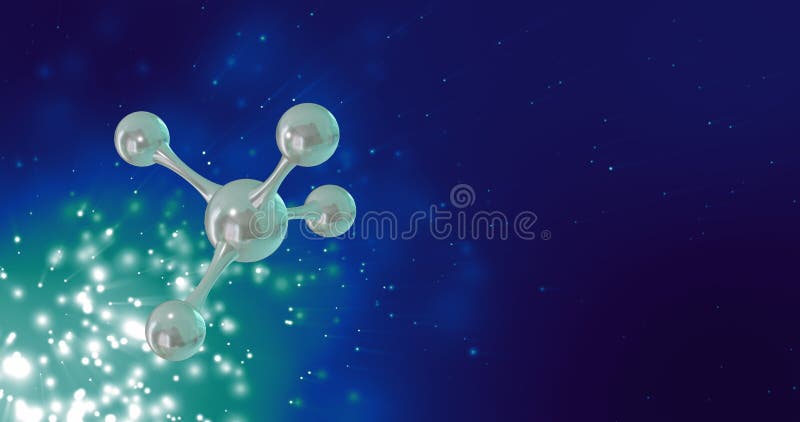 Image of Micro of Molecules Models and Light Trails Over Blue ...