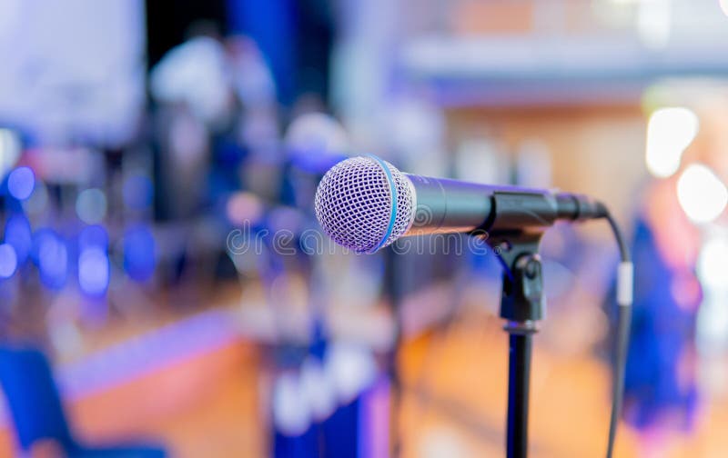 Image of a Microphone in the Concert Hall Stock Image - Image of studio ...
