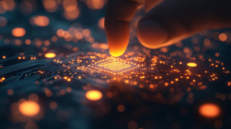 Image of a Microprocessor Circuit Board with Glowing Technology Stock ...