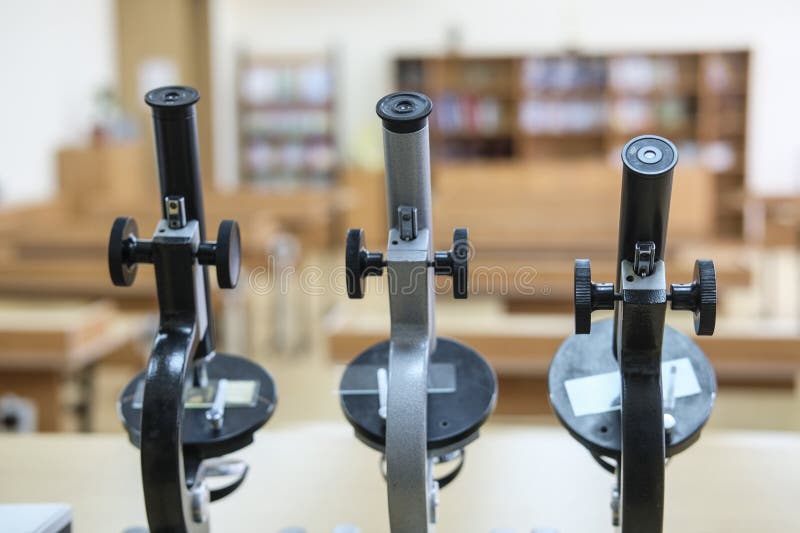 Microscope on a School Desk Stock Image - Image of genetic, experiment ...