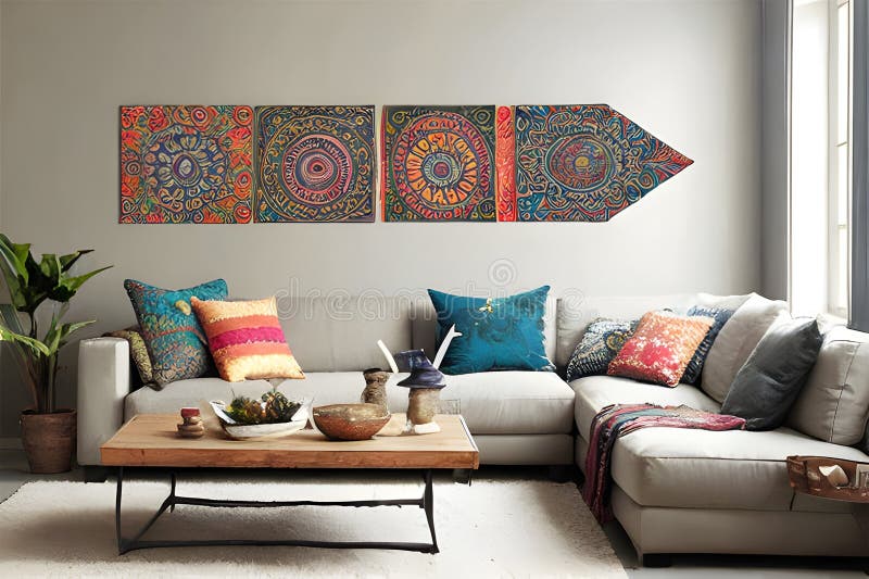 Image of the Mid-century until Modern Time Boho Living Room Decoration ...