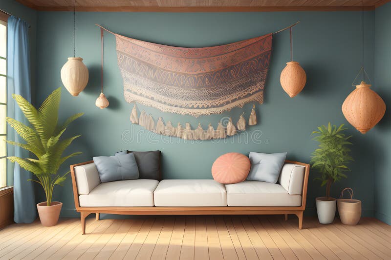 Image of the Mid-century until Modern Time Boho Living Room Decoration ...