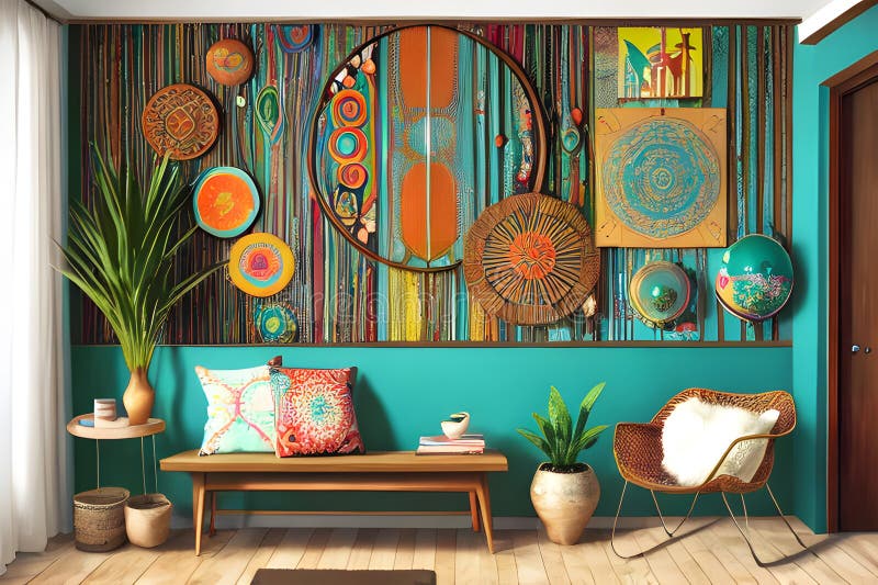 Image of the Mid-century until Modern Time Boho Living Room Decoration ...