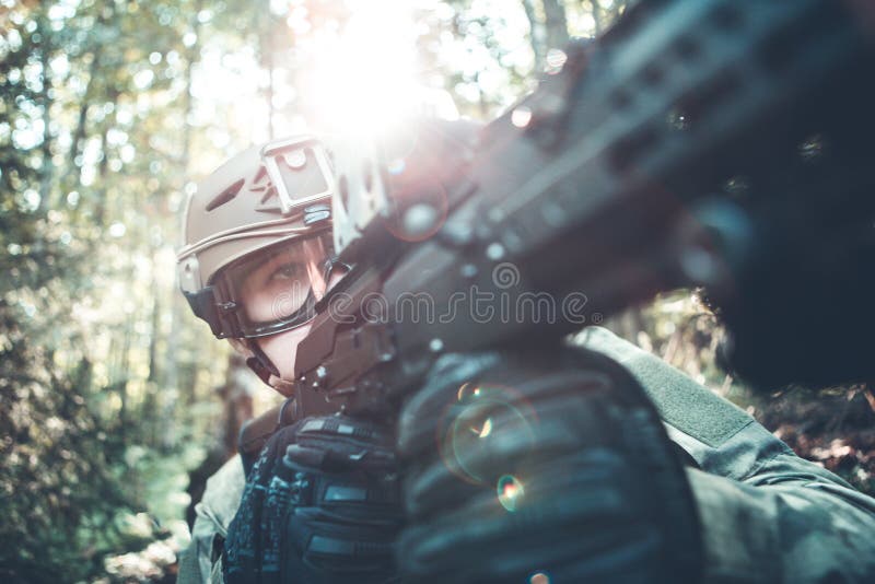 Military Men With Submachine Gun Stock Image - Image of force ...