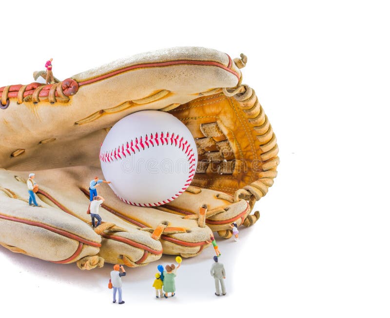 Image of Mini Figure Dolls with Base Ball Glove and Ball Stock Photo ...
