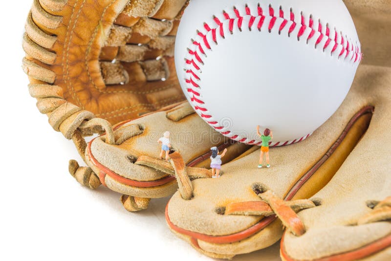 Image of Mini Figure Dolls with Base Ball Glove and Ball Stock Image ...