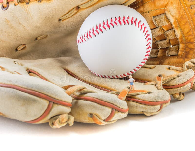 Image of Mini Figure Dolls with Base Ball Glove and Ball Stock Photo ...