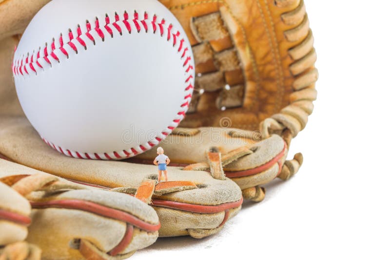 Image of Mini Figure Dolls with Base Ball Glove and Ball Stock Image ...