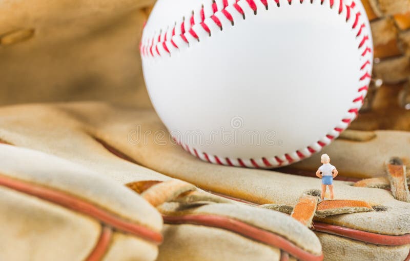 Image of Mini Figure Dolls with Base Ball Glove and Ball Stock Image ...