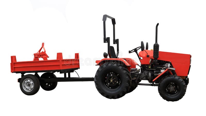 An Image of a Mini Tractor with a Tipping Trailer. Isolated Image Stock ...