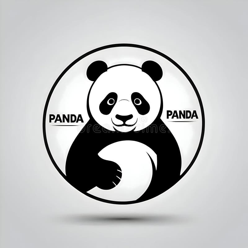 Panda Logo in Black and White Circle - Generated Using Ai Stock ...