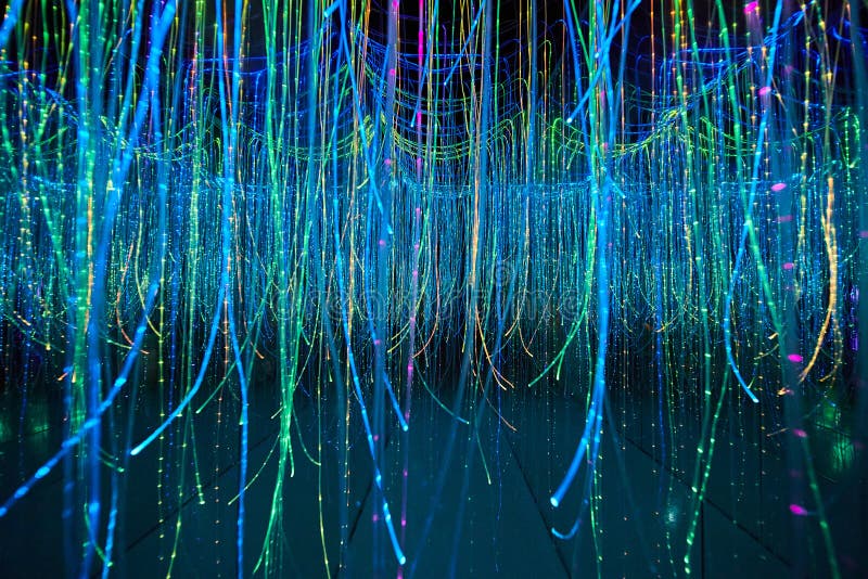 Mirror Hallway Filled with Glowing Strings Editorial Photography ...