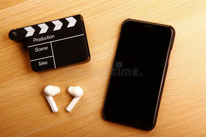 Image of Mobile Phone Clapper Board Headphone Stock Image - Image of ...