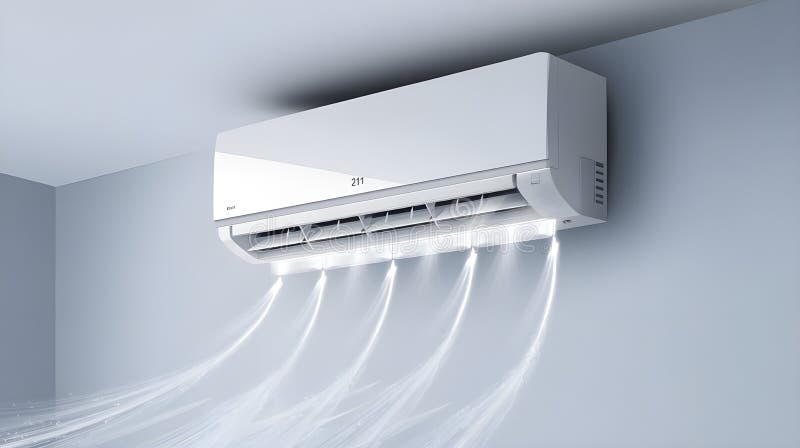 Modern Air Conditioner Unit Blowing Cool Air Stock Illustration ...