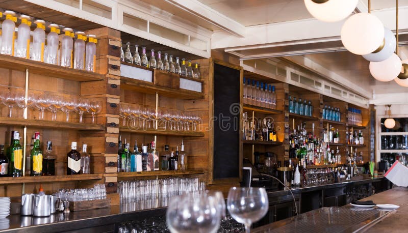 Image of Modern Bar in Night Restaurant Editorial Photography - Image ...