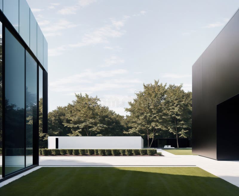 An Image of a Modern Building with Large Windows and a Minimalist ...