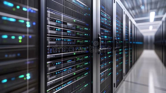 Modern Data Center Server Room Technology Powerful Network ...