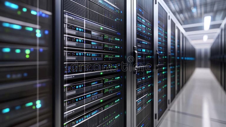 Modern Data Center Server Room Technology Powerful Network ...