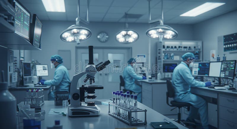 Modern Medical Laboratory: Scientists at Work Stock Illustration ...