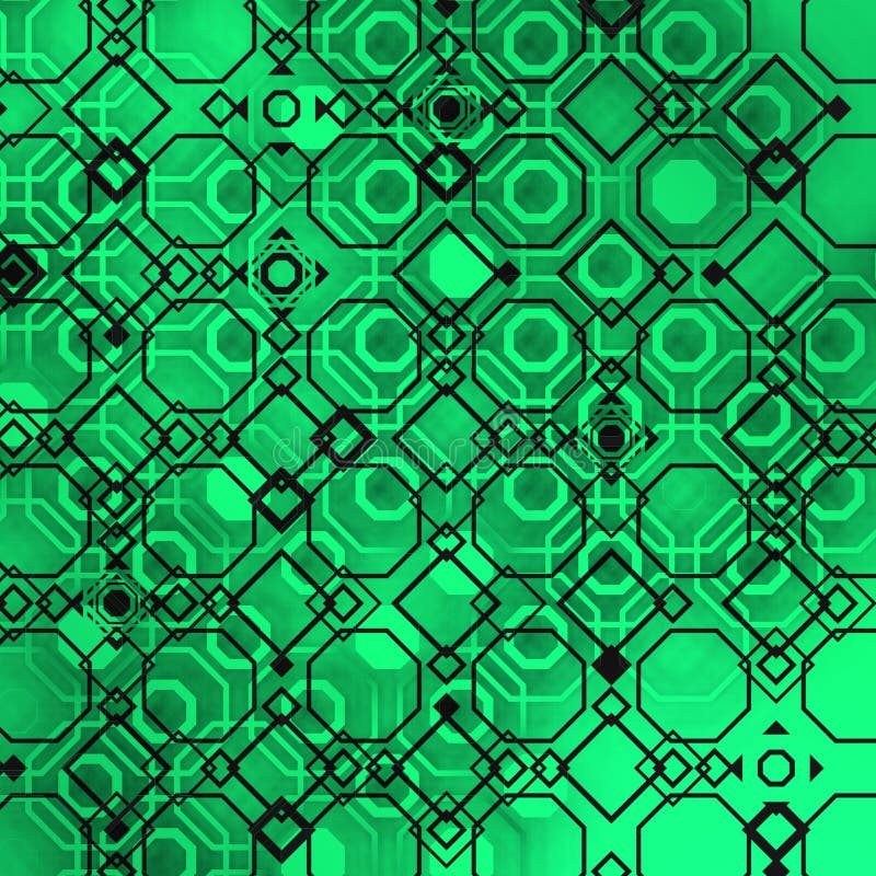 Green Tech Modern Arabic Pattern with Squares Stock Illustration ...